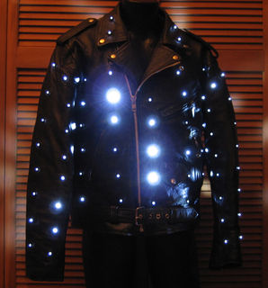 Leather Biker Jacket with White LEDs - Enlighted Designs